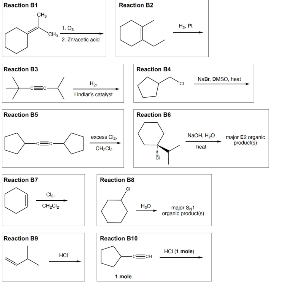 Solved Reaction B2 Reaction B1 CHE 1.03 H2, Pt CH3 w 2. | Chegg.com