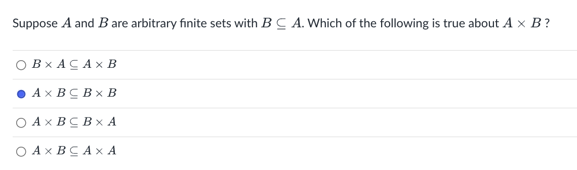 Solved Suppose A and B are arbitrary finite sets with B⊆A. | Chegg.com