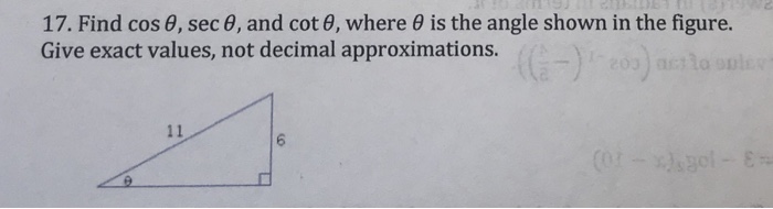 Solved 17. Find cos ?, sec ?, and cot ?, where ? is the | Chegg.com