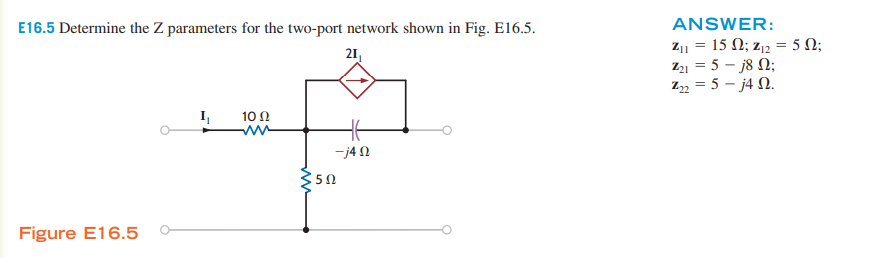 Solved E16.5 Determine the Z parameters for the two-port | Chegg.com