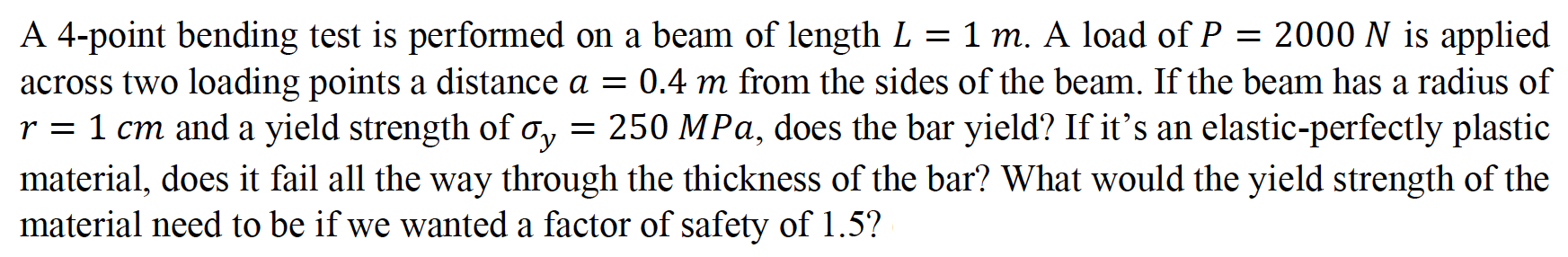 Solved A 4-point bending test is performed on a beam of | Chegg.com