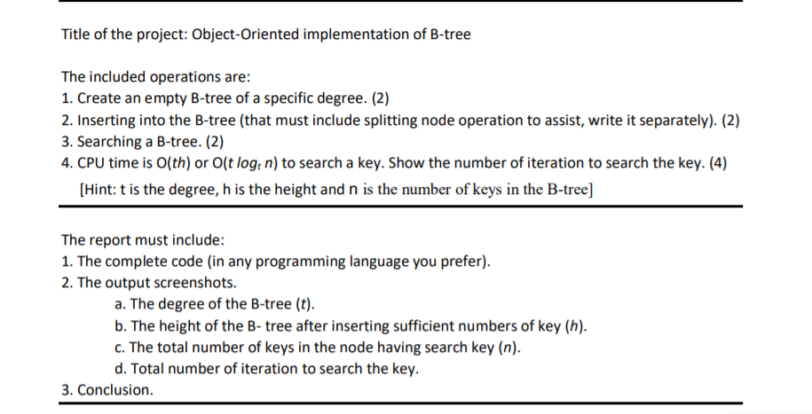 Solved Title of the project: Object-Oriented implementation | Chegg.com