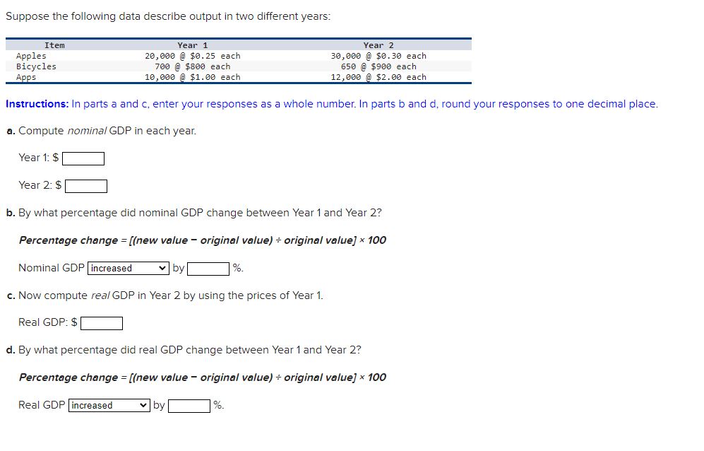 Solved Suppose the following data describe output in two | Chegg.com