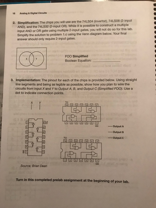 Solved 18 Analog & Digital Circuits Simplification: The | Chegg.com