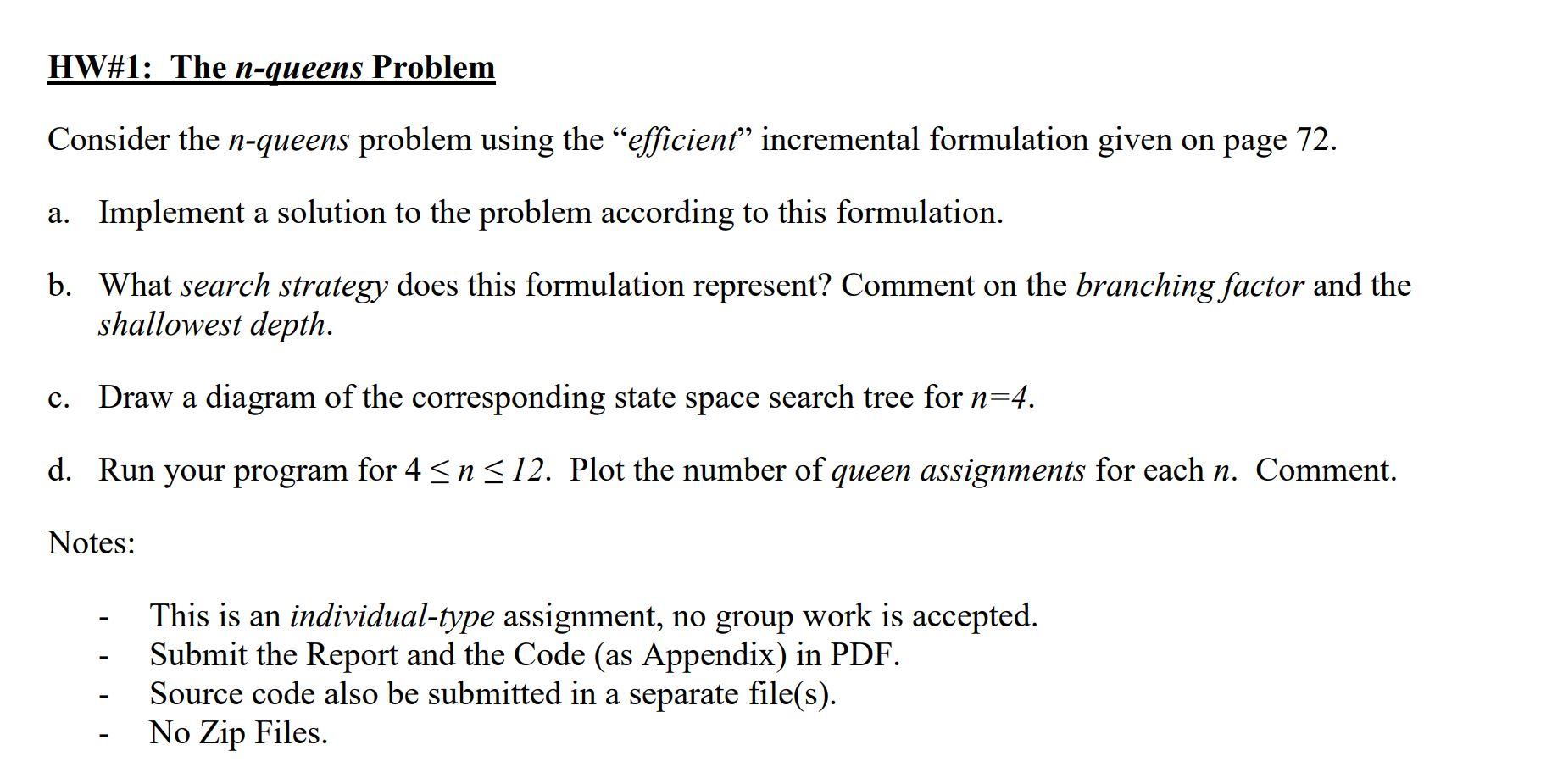 HW#1: The n-queens Problem Consider the n-queens | Chegg.com