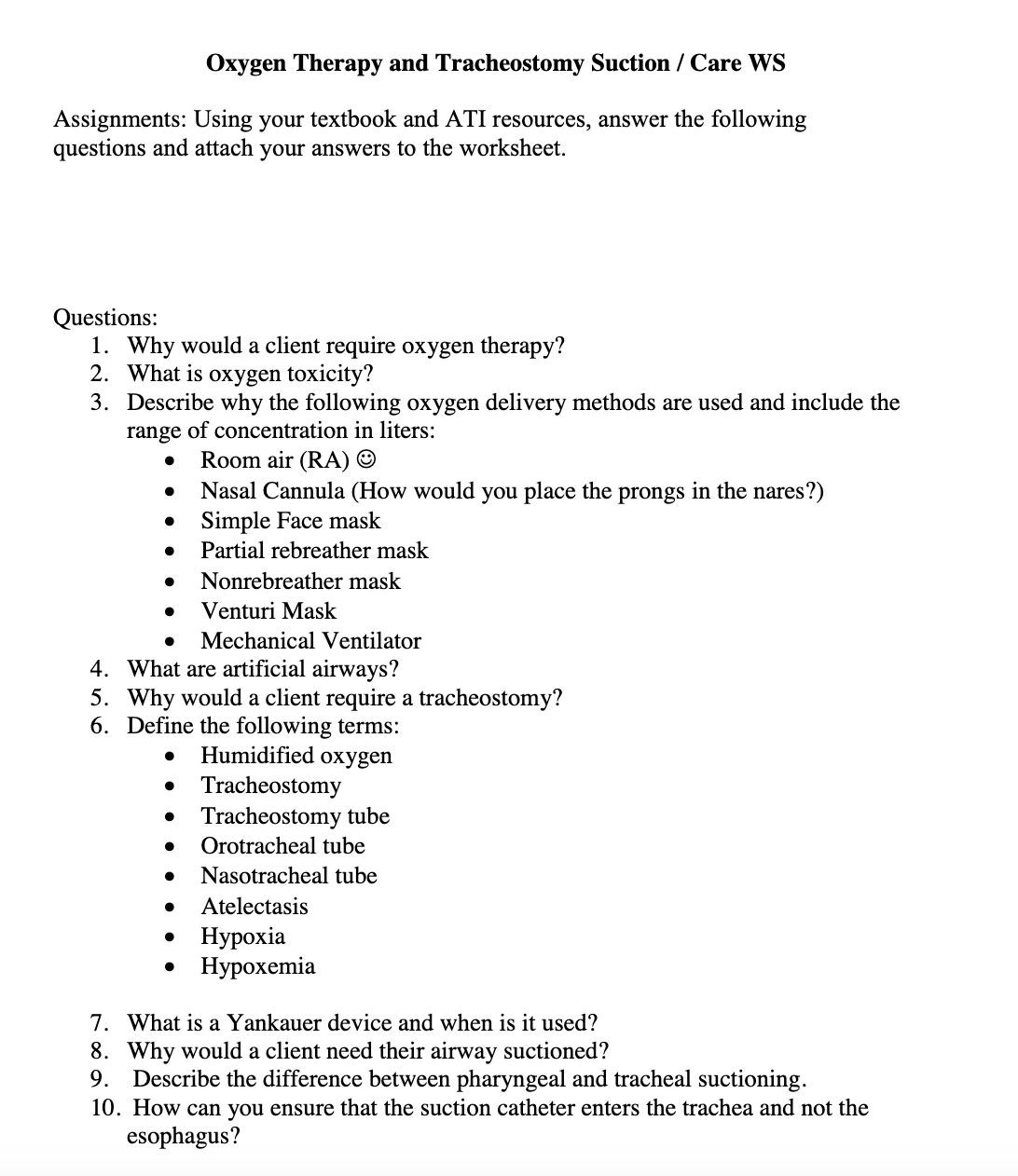 Solved Assignments: Using your textbook and ATI resources, | Chegg.com