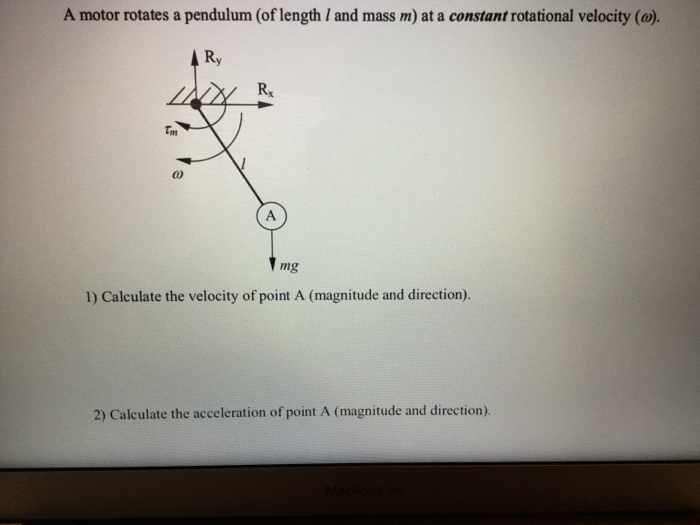 Solved A motor rotates a pendulum (of length / and mass m) | Chegg.com