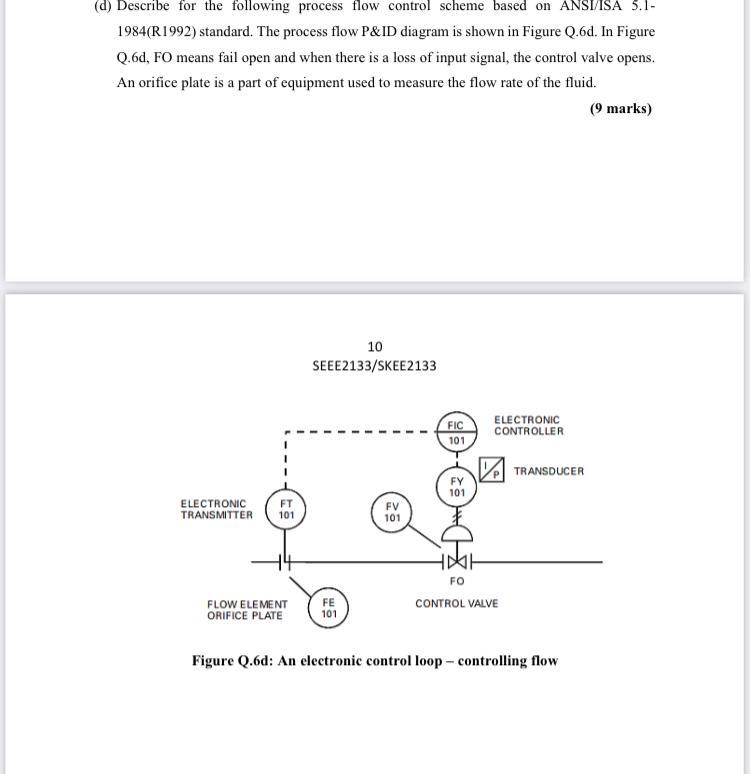 Solved (d) Describe for the following process flow control | Chegg.com