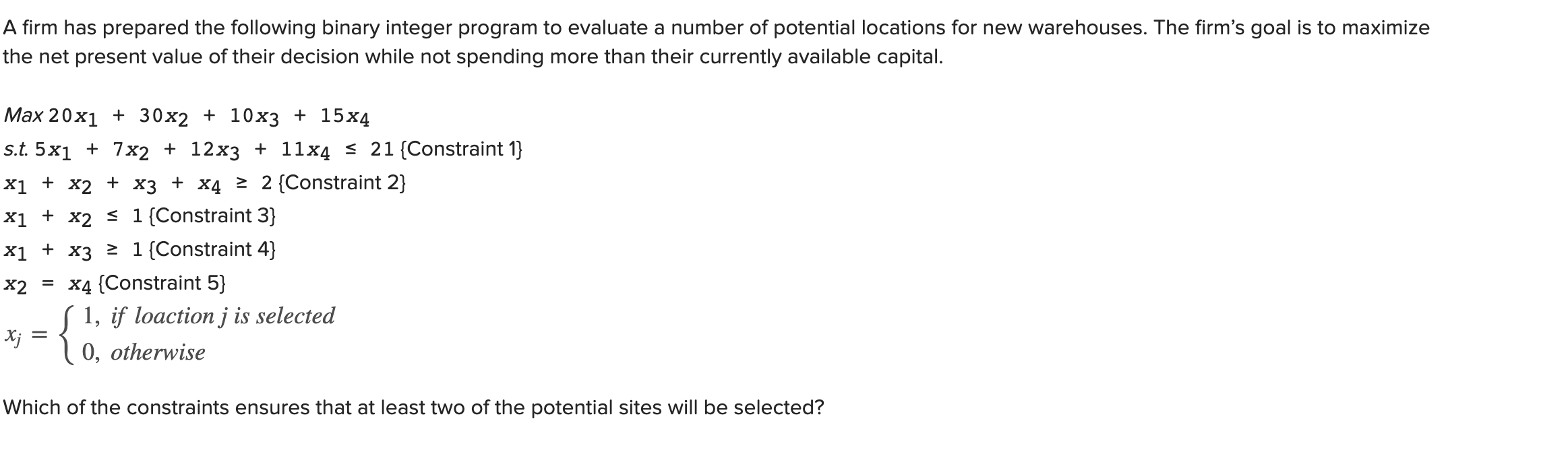 Solved A firm has prepared the following binary integer | Chegg.com