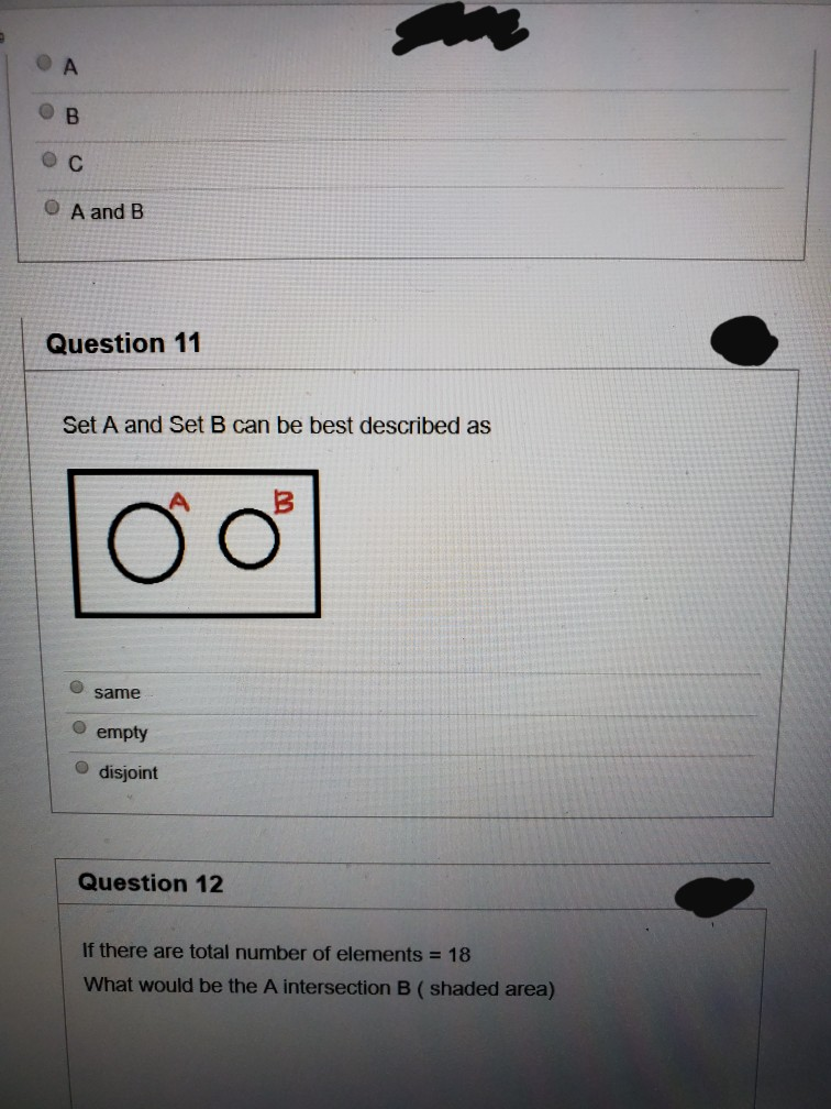 Solved: Consider Set A And Set B. A Intersection B Means E... | Chegg.com