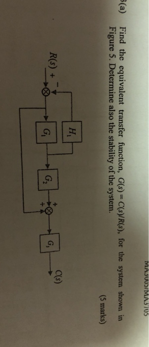 Solved (a) Find the equivalent transfer function, G(s) - | Chegg.com
