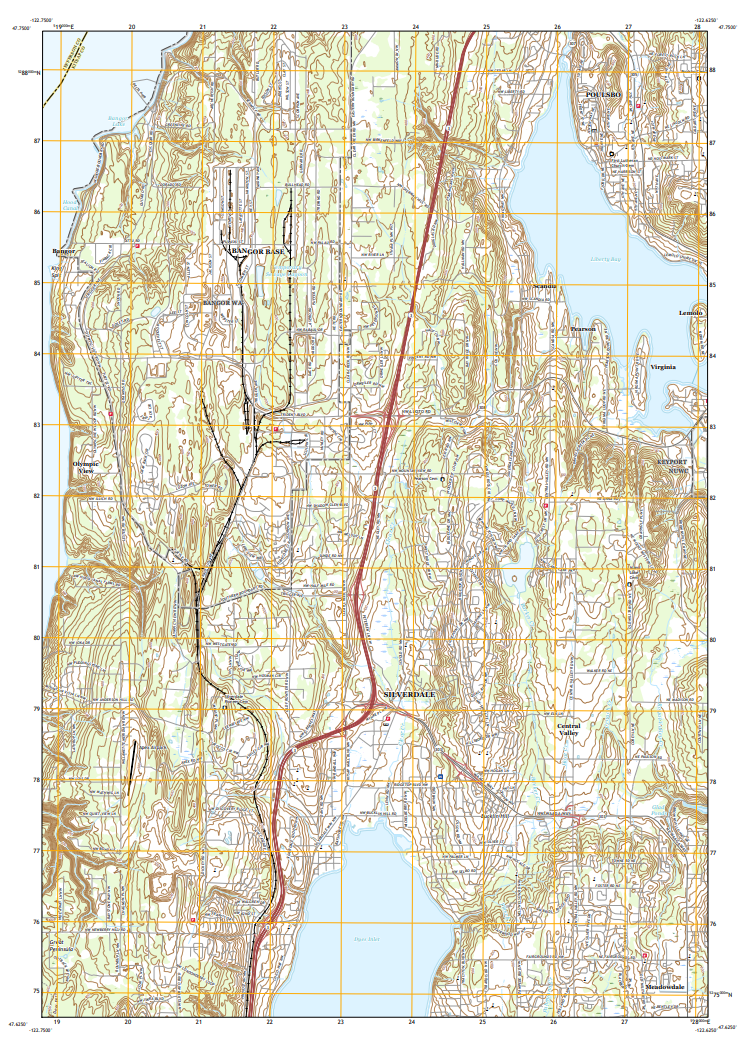 1) Using this USGS topographic map of the Poulsbo and | Chegg.com
