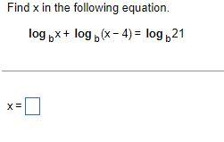 Solved Find x in the following equation. | Chegg.com