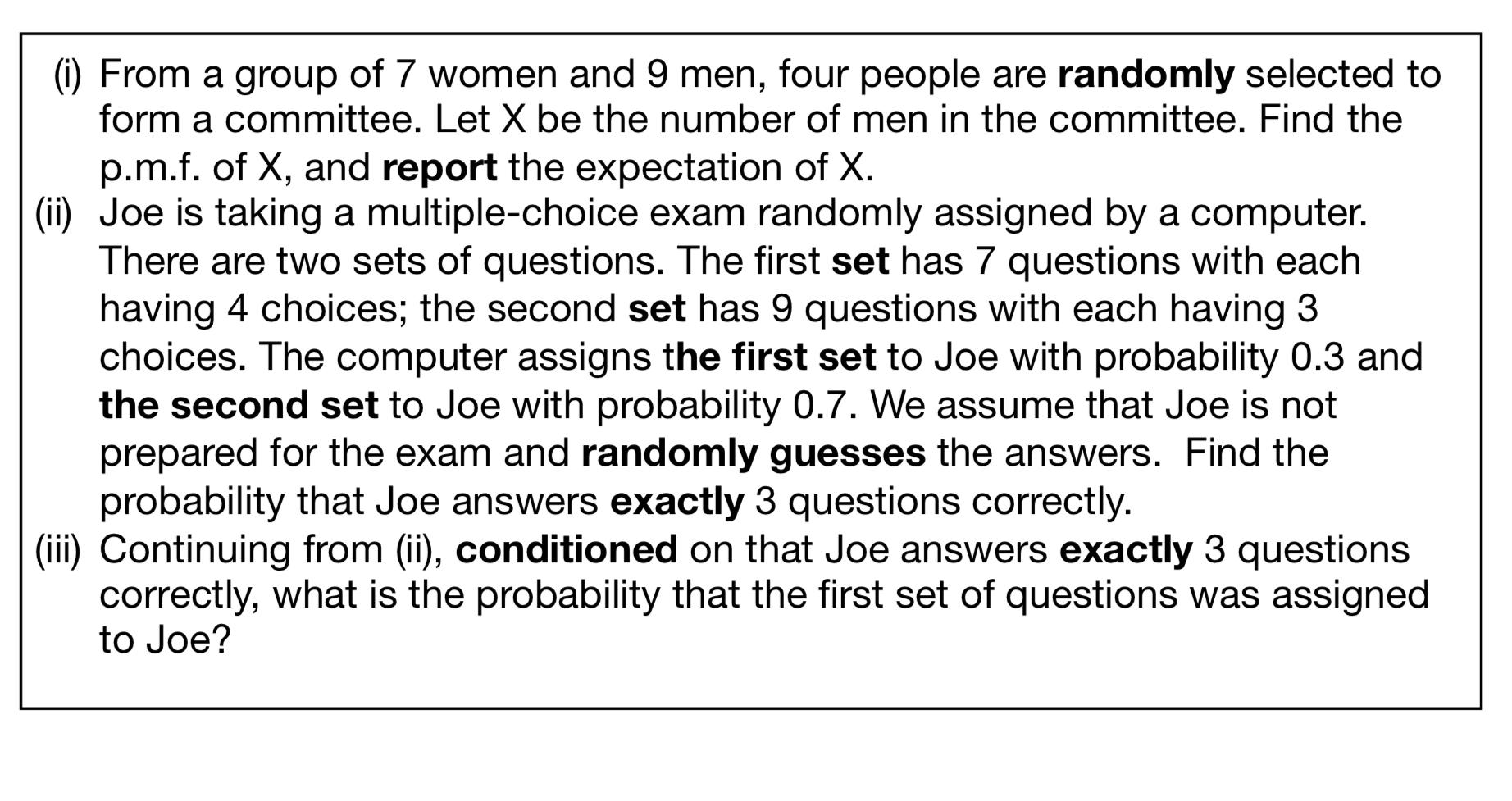 Solved (i) From a group of 7 women and 9 men, four people | Chegg.com
