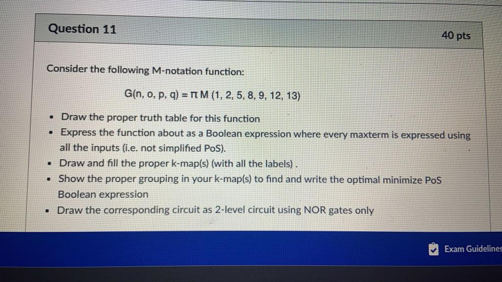 Solved Question 11 40 pts Consider the following M-notation | Chegg.com