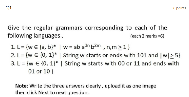 Solved Q1 6 points Give the regular grammars corresponding | Chegg.com