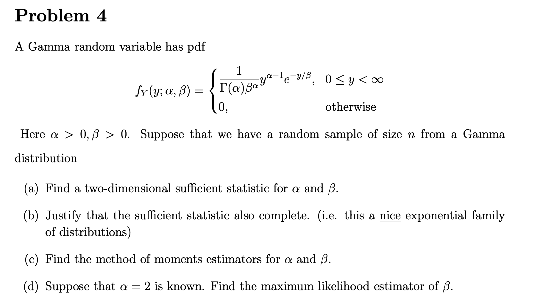 Solved A Gamma random variable has pdf | Chegg.com