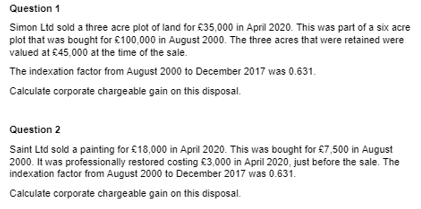 Solved Simon Lid sold a three acre plot of land for £35,000 | Chegg.com