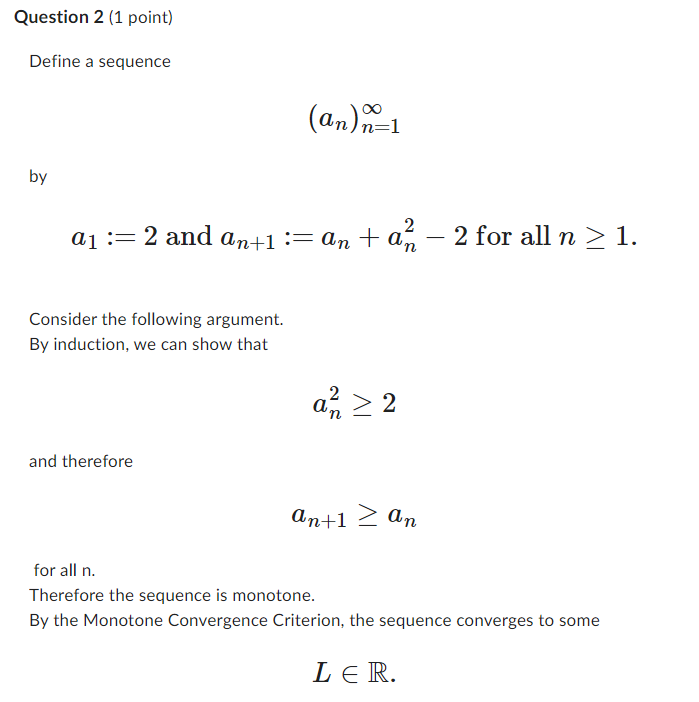 Solved Question 2 (1 point)\\nDefine a | Chegg.com
