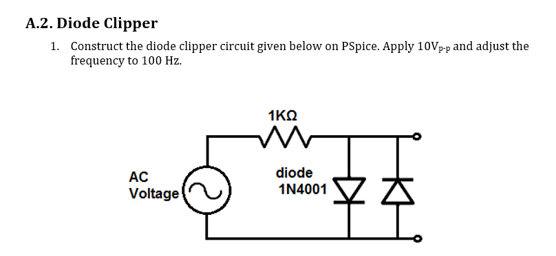 Solved A.2. Diode Clipper 1. Construct the diode clipper | Chegg.com