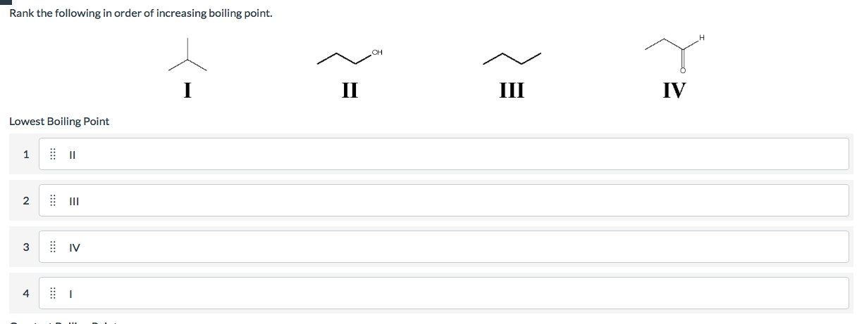 Solved Rank the following in order of increasing boiling | Chegg.com