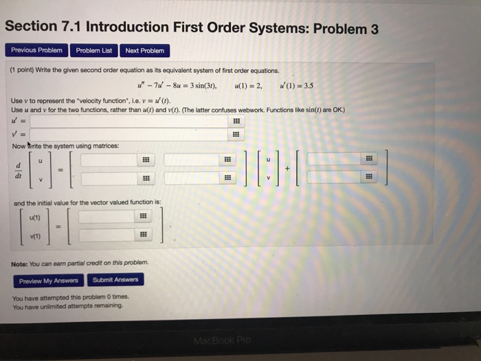 Solved Section 7 1 Introduction First Order Systems Problem