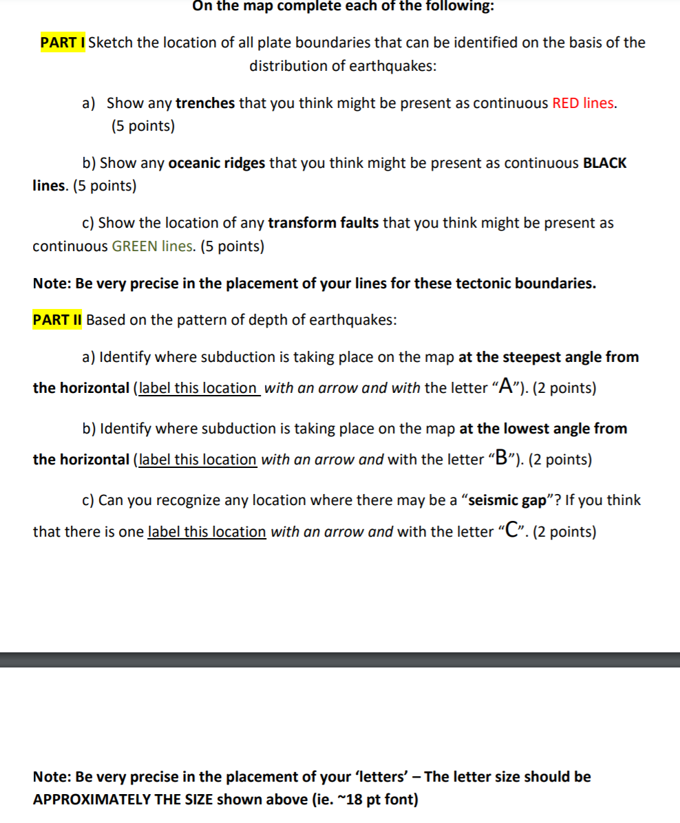 Solved On the map complete each of the following: PART I | Chegg.com