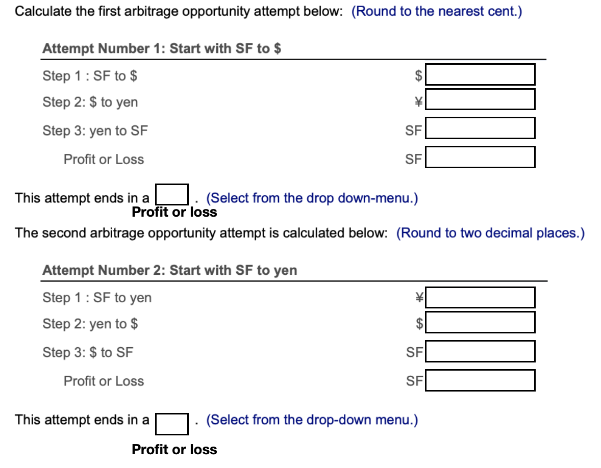 Solved Swissie Triangular Arbitrage. The following exchange | Chegg.com