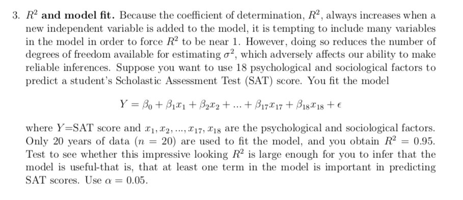 Solved 3. R2 and model fit. Because the coefficient of | Chegg.com