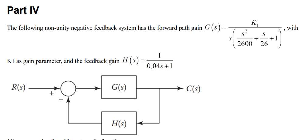 Solved The following on-unity negative feedback system has | Chegg.com