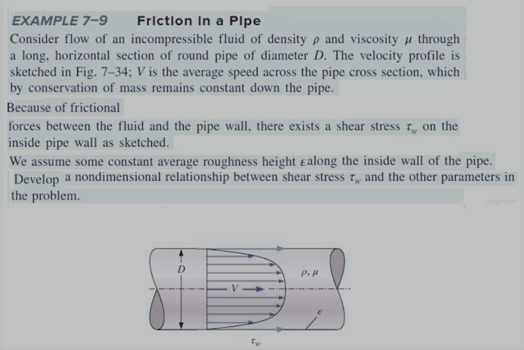 Solved EXAMPLE 7-9 Friction In a Pipe Consider flow of an | Chegg.com