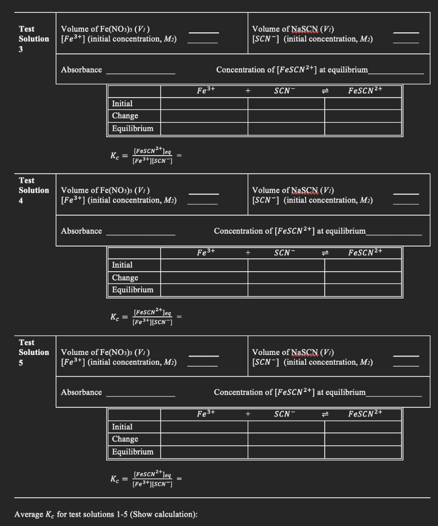 Solved Information common to all test solutions: Molarity of | Chegg.com
