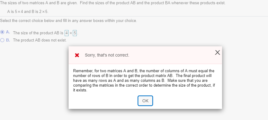 Solved The sizes of two matrices A and B are given. Find the | Chegg.com