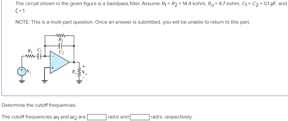 Solved The circuit shown in the given figure is a bandpass | Chegg.com