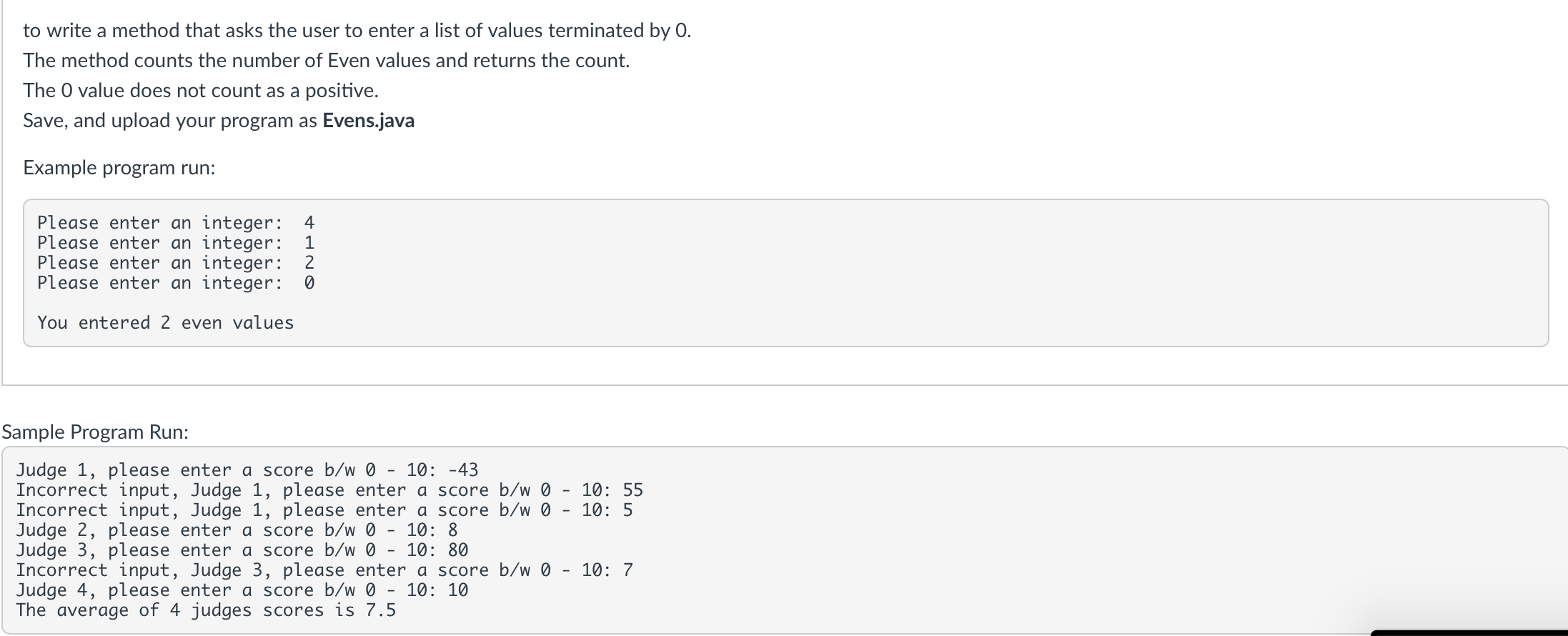 Solved Evens: Use the example program Positives.java import | Chegg.com