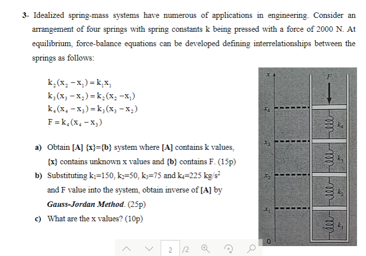 Solved 3- Idealized spring-mass systems have numerous of | Chegg.com