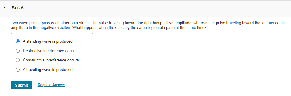 Solved Part A Two wave pulses pass each other on a string. | Chegg.com
