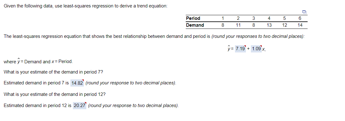 Solved Given the following data, use least-squares | Chegg.com