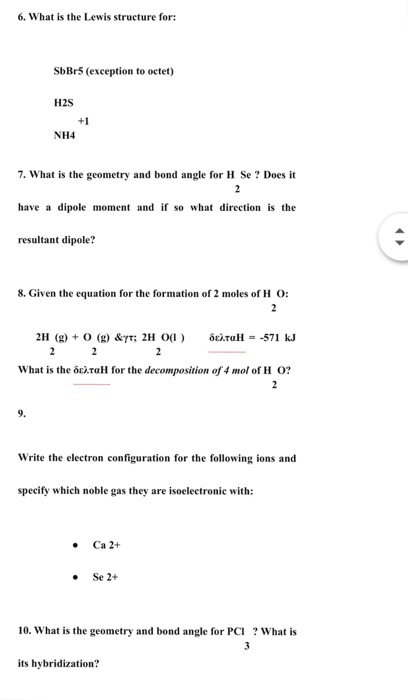 Solved 6. What is the Lewis structure for: SbBr5 (exception | Chegg.com
