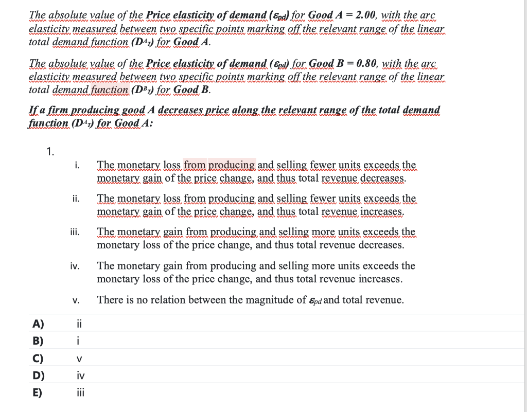 Solved The absolute value of the Price elasticity of demand | Chegg.com
