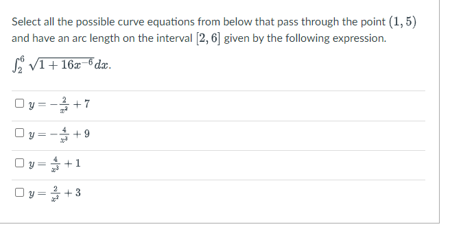 Solved Select all the possible curve equations from below | Chegg.com