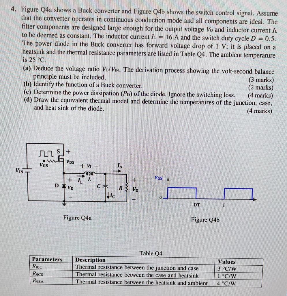 Solved 4. Figure Q4a shows a Buck converter and Figure Q4 b | Chegg.com