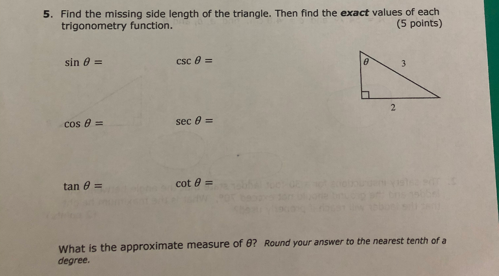 Solved 5. Find the missing side length of the triangle. Then | Chegg.com