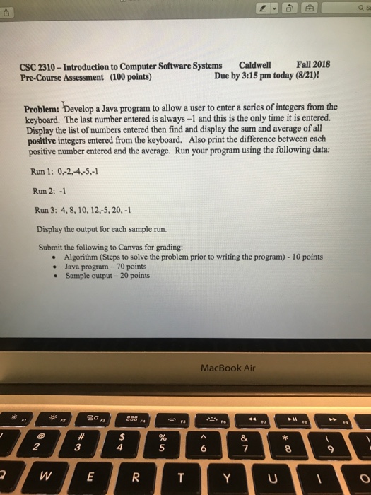 Solved Fall 2018 Csc 2310 Introduction To Computer Software