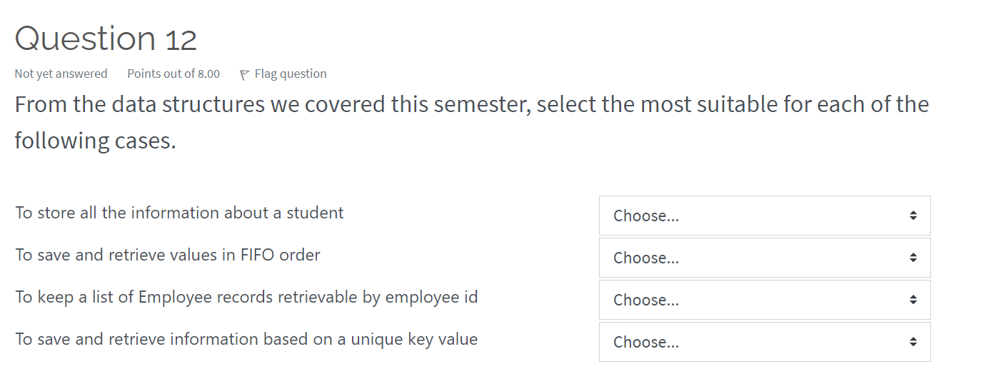 Solved options are queue class arraylist stack queue of | Chegg.com