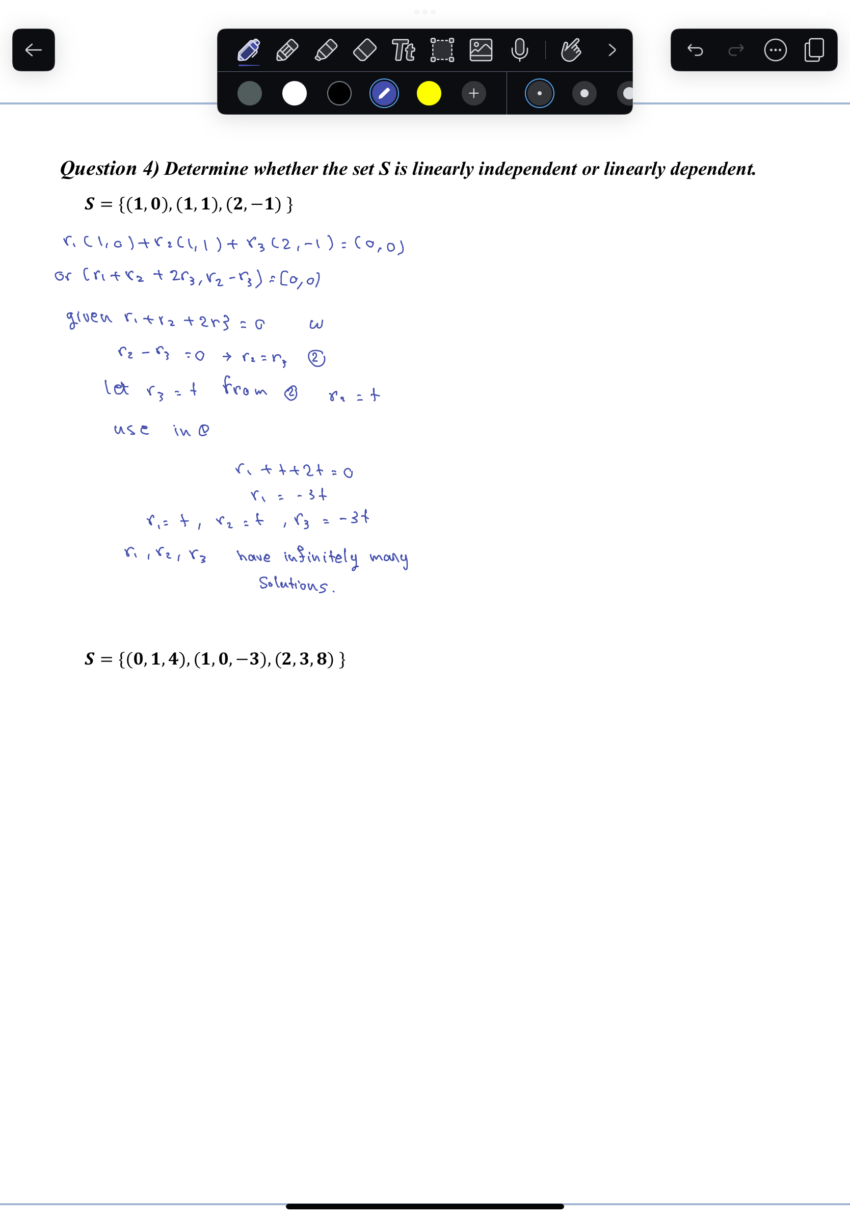 Solved Question 4) ﻿Determine whether the set S ﻿is linearly | Chegg.com
