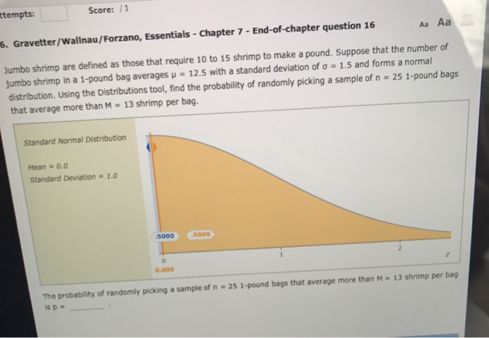 Solved tempts: Score: /1 6. Gravetter/Wallnau/Forzano, | Chegg.com