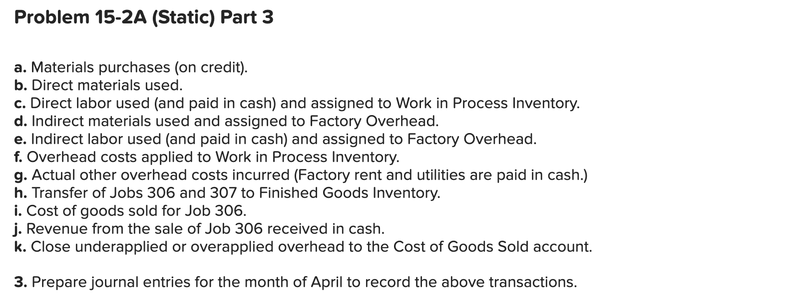 Solved Problem 15-2A (Static) Computing and recording job | Chegg.com