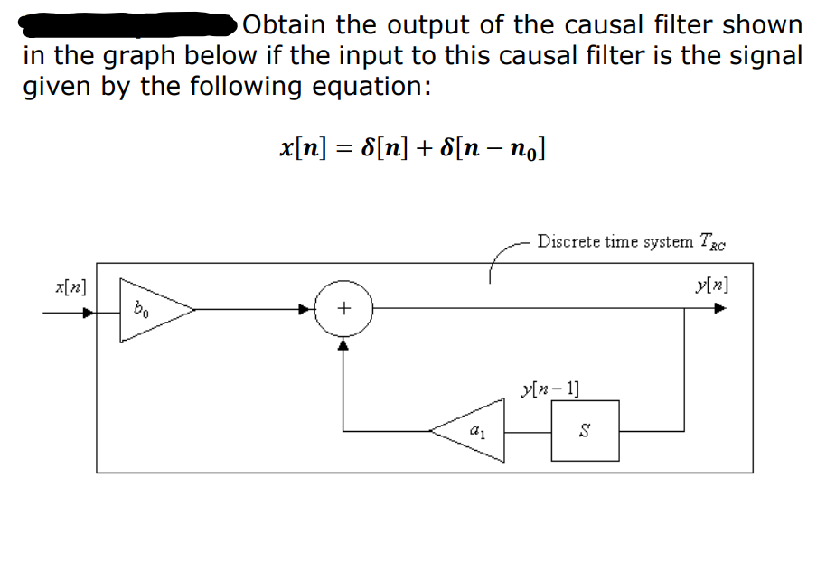 Solved Obtain the output of the causal filter shown in the | Chegg.com