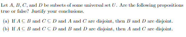 Solved Let A B C And D Be Subsets Of Some Universal Set U